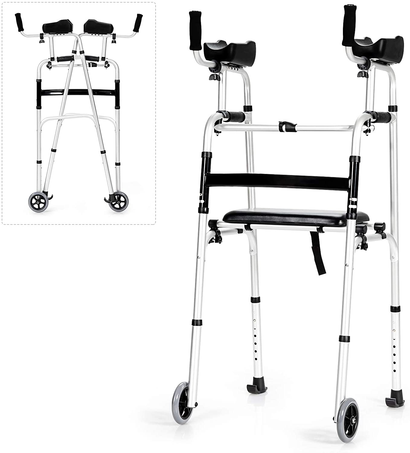 Foldable Standard Walker, Lightweight Aluminum Alloy Rehabilitation Au ...