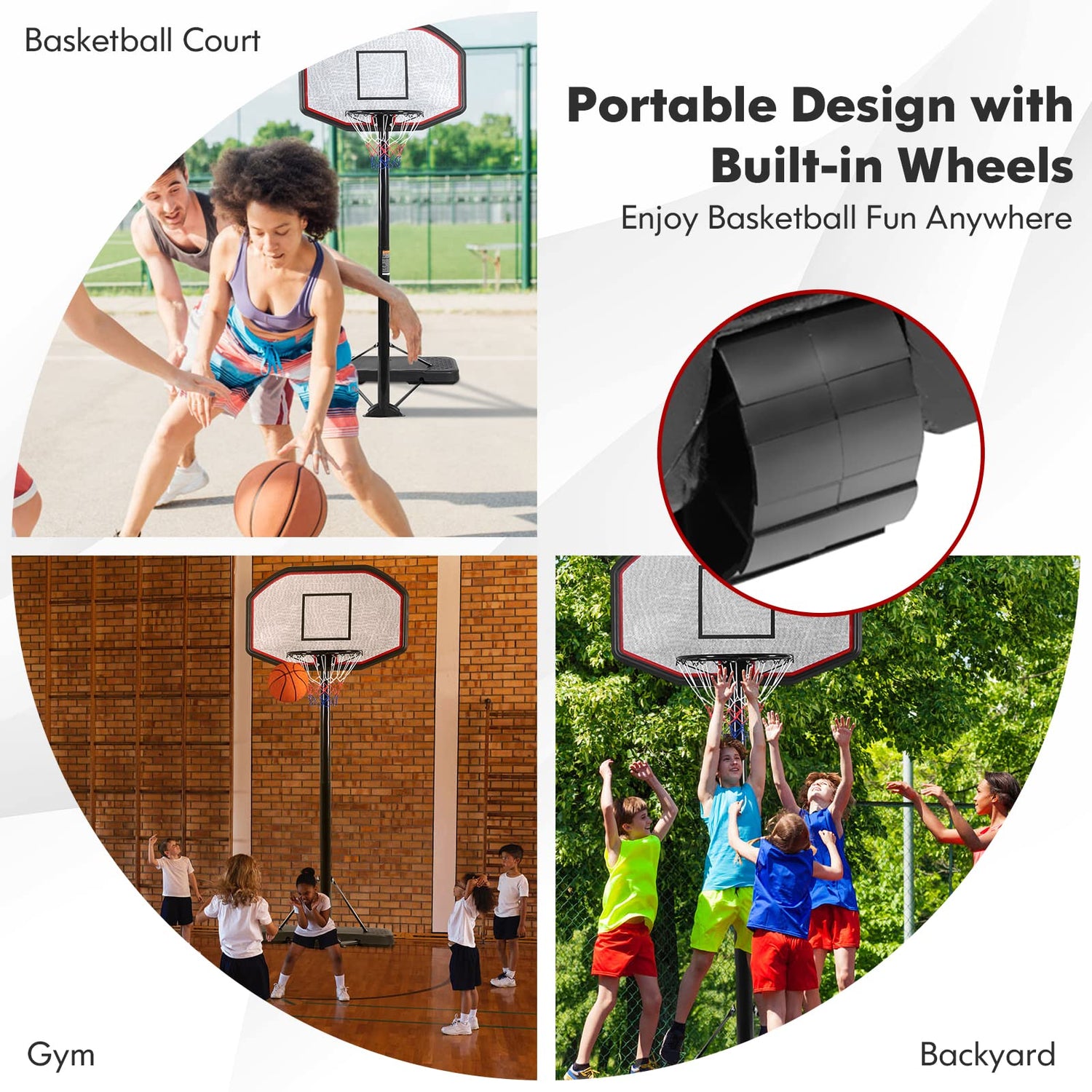 Goplus Portable Basketball Hoop Outdoor, 6.5FT- 10FT Height Adjustable ...