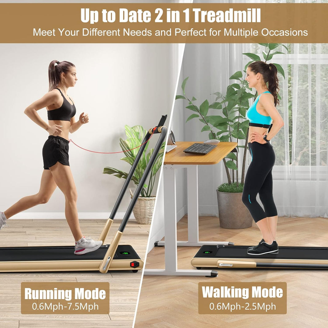 2 in 1 Folding Treadmill, 2.25HP Under Desk Electric Superfit Treadmil ...