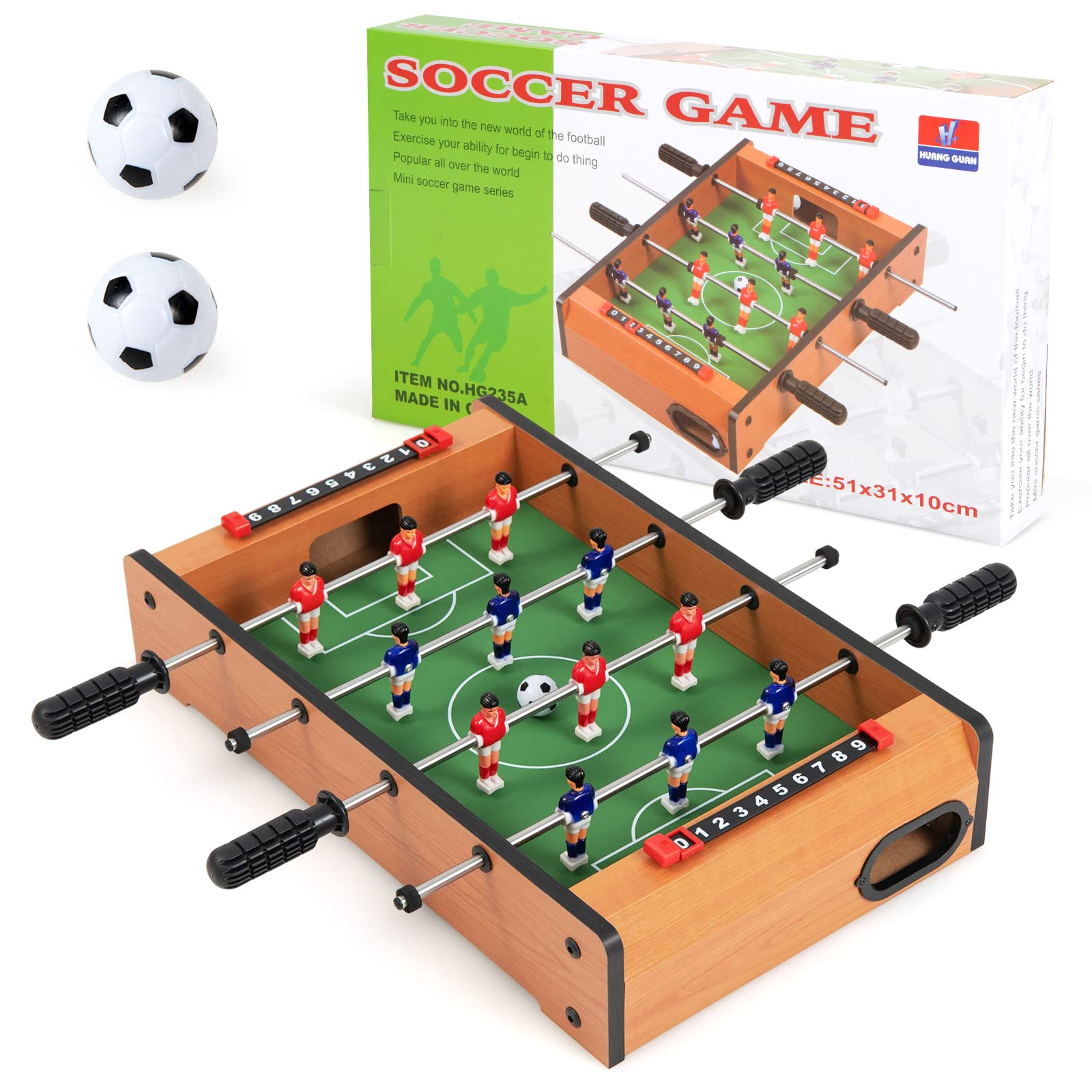 Goplus Foosball Table, 20 Inch Mini Tabletop Soccer Table with 2 Balls ...