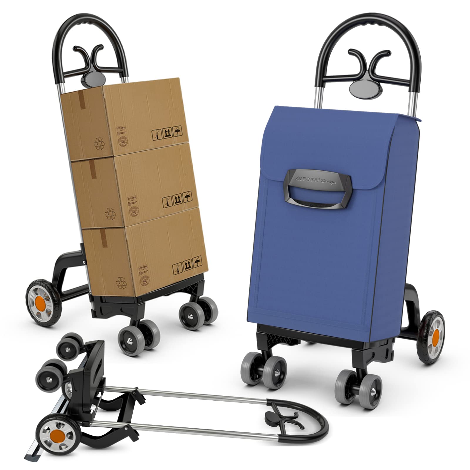 Goplus Folding Shopping Carts for Groceries with 6 Wheels, Heavy Duty ...