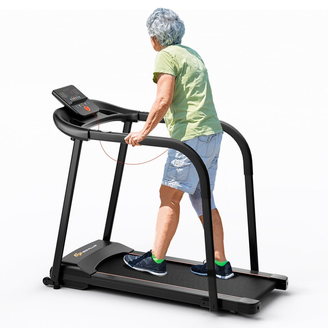 Goplus Walking Treadmill for Senior with Long Handrail, 300 lbs Capaci ...