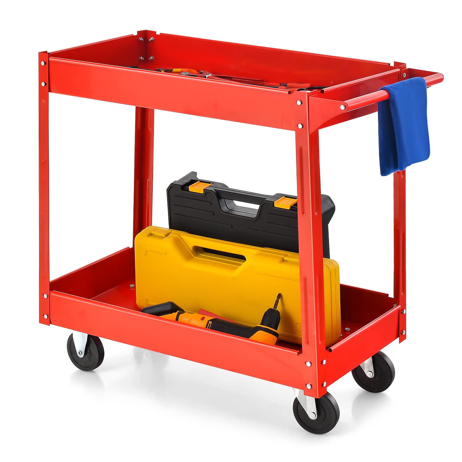 Goplus 2-Tier Utility Cart, Heavy Duty Commercial Service Tool Cart ...