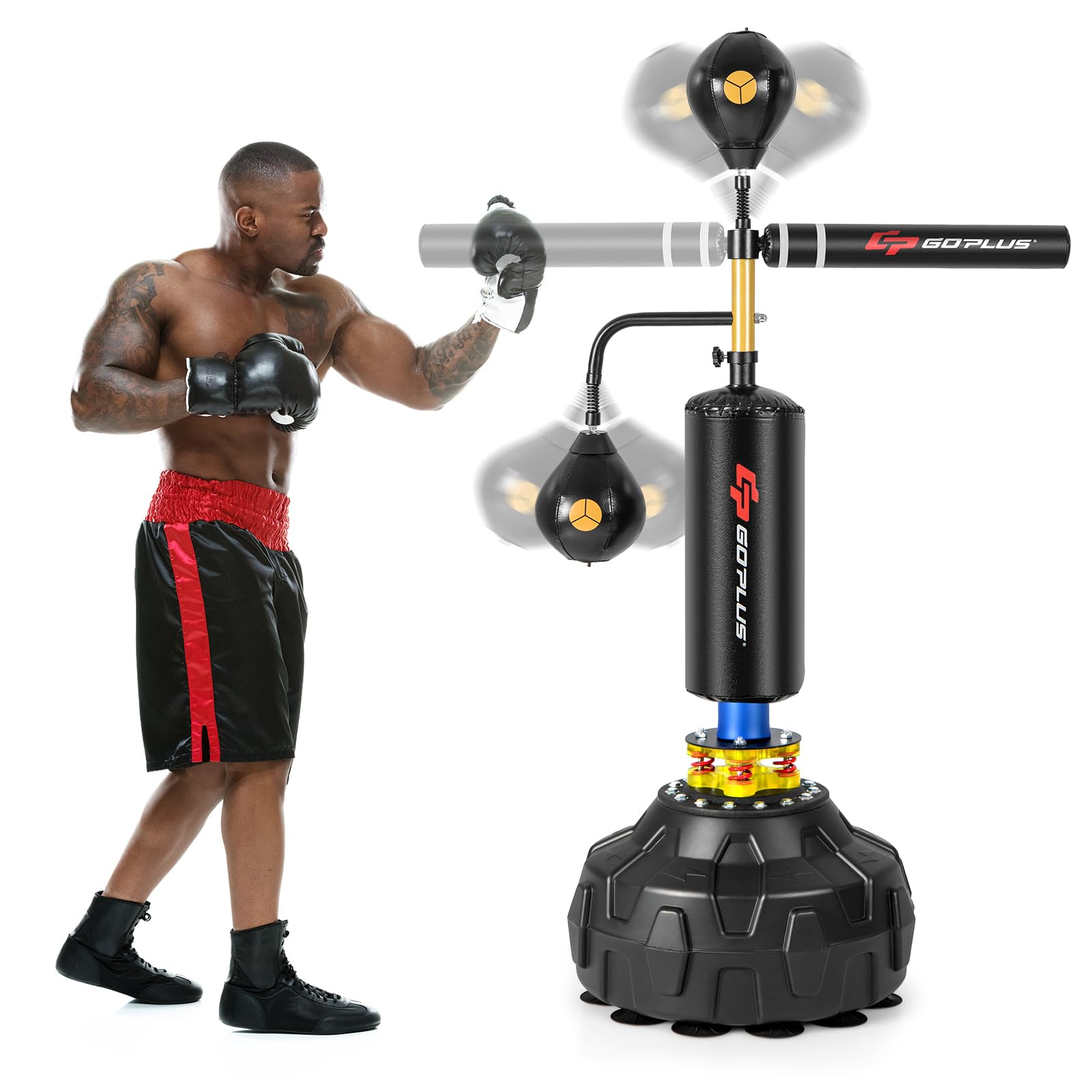 Goplus Boxing Speed Trainer, Freestanding Punching Bag 360-degree Spin ...