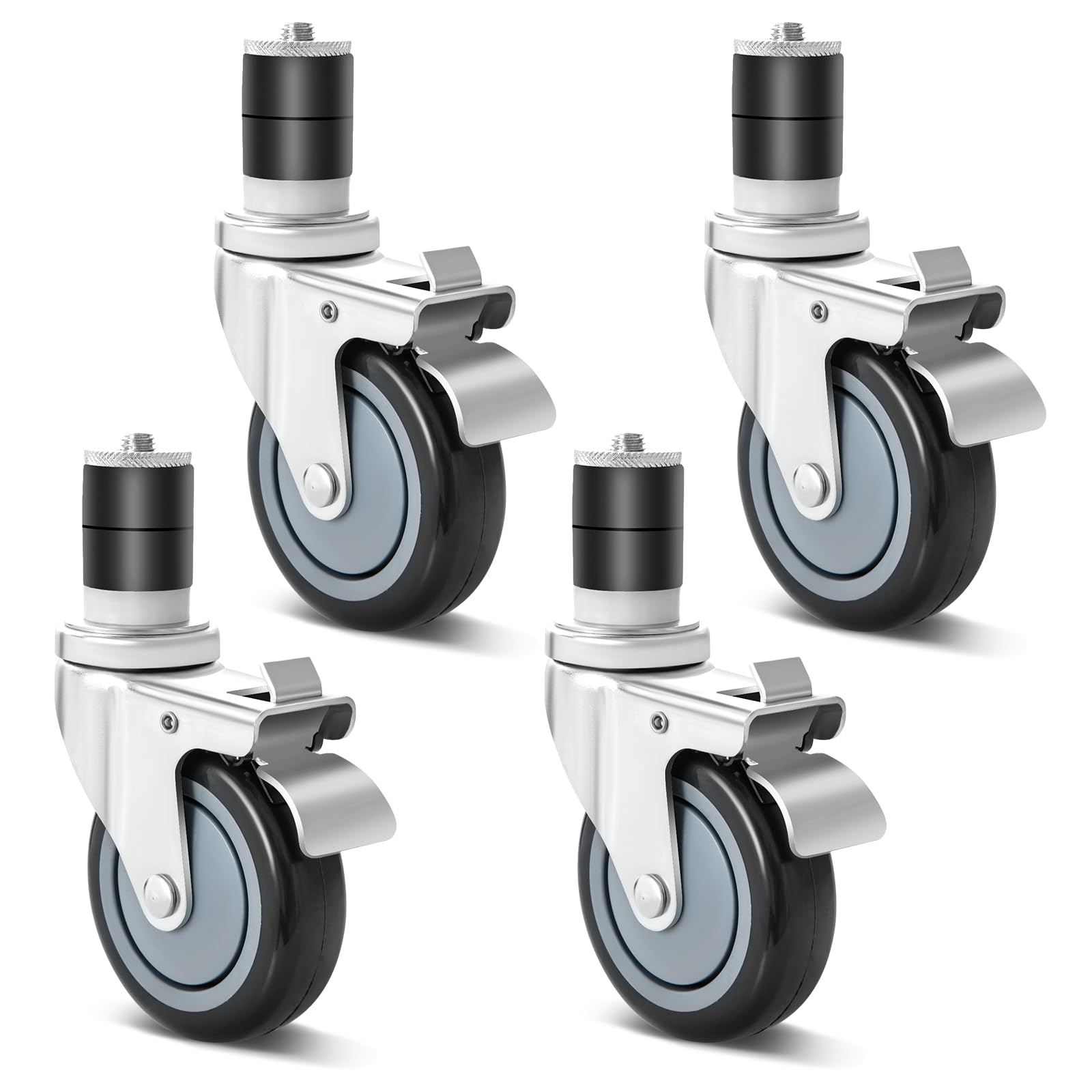 Goplus 4 inch Caster Wheel Set,Expanding Stem Caster Set of 4, 2 Wheel ...