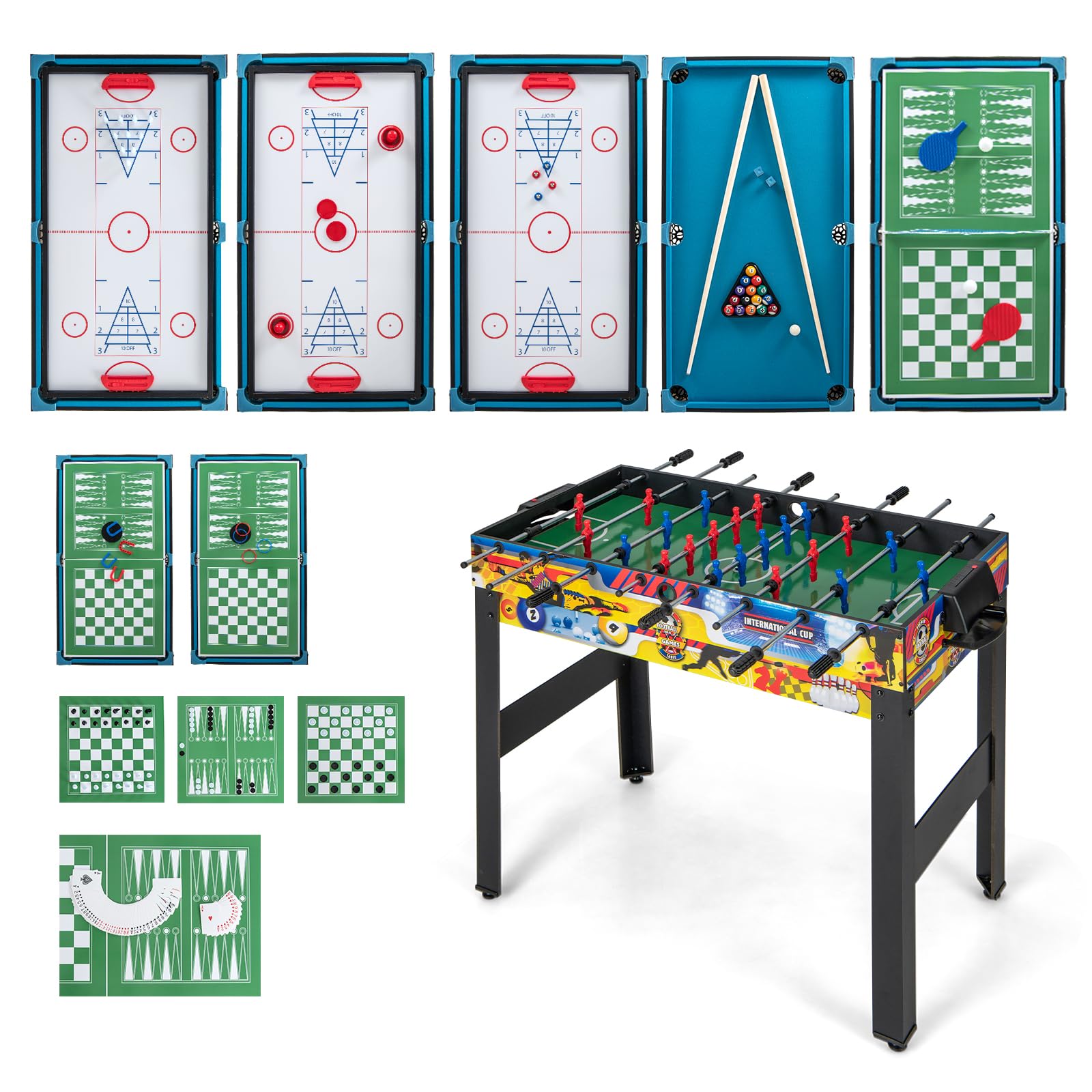 Goplus 12-in-1 Multi Game Table, Combo Game Table w/Foosball, Billiard ...