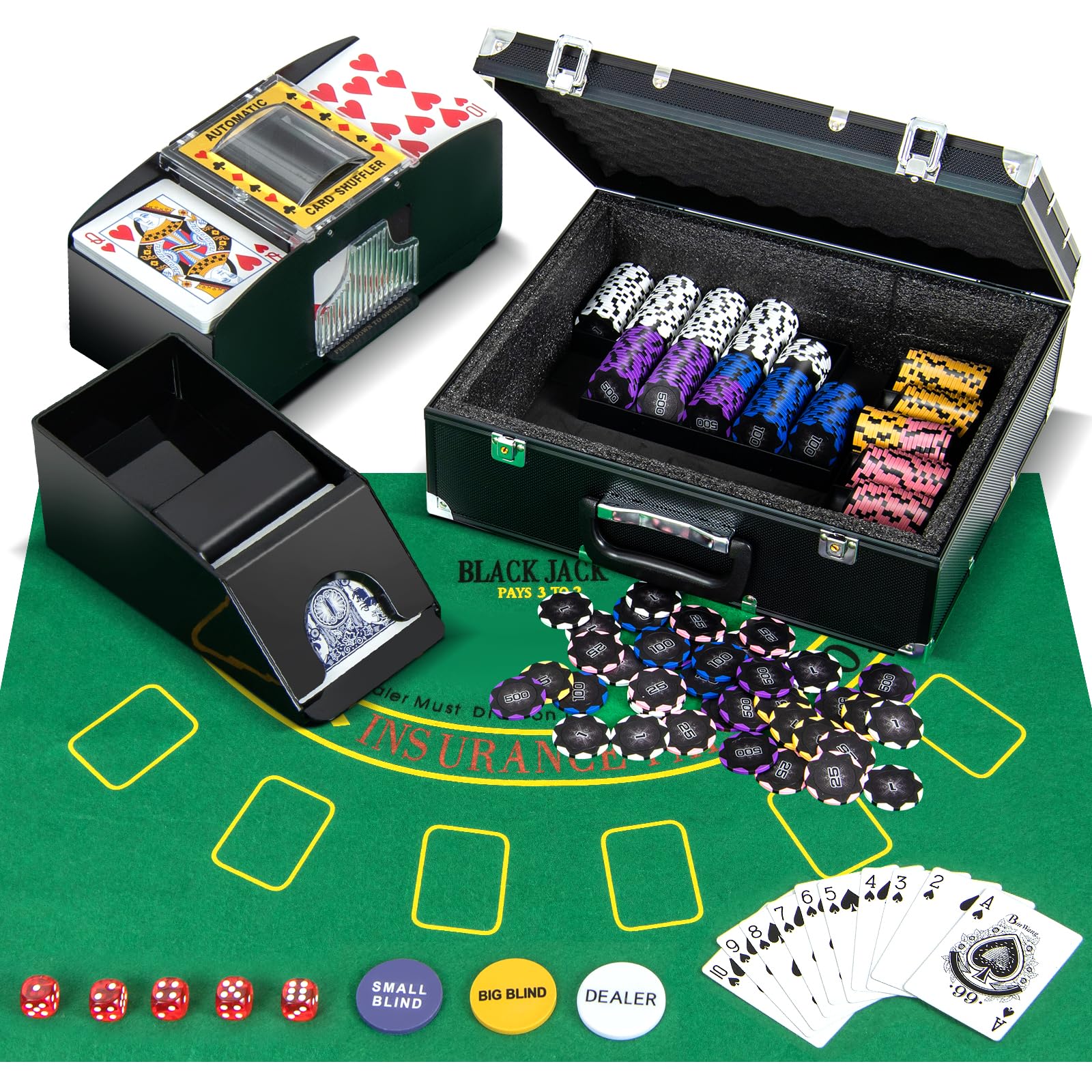 Goplus Poker Chip Set, 300 PCS 14 Gram Clay Poker Chips w/Case, Automa ...