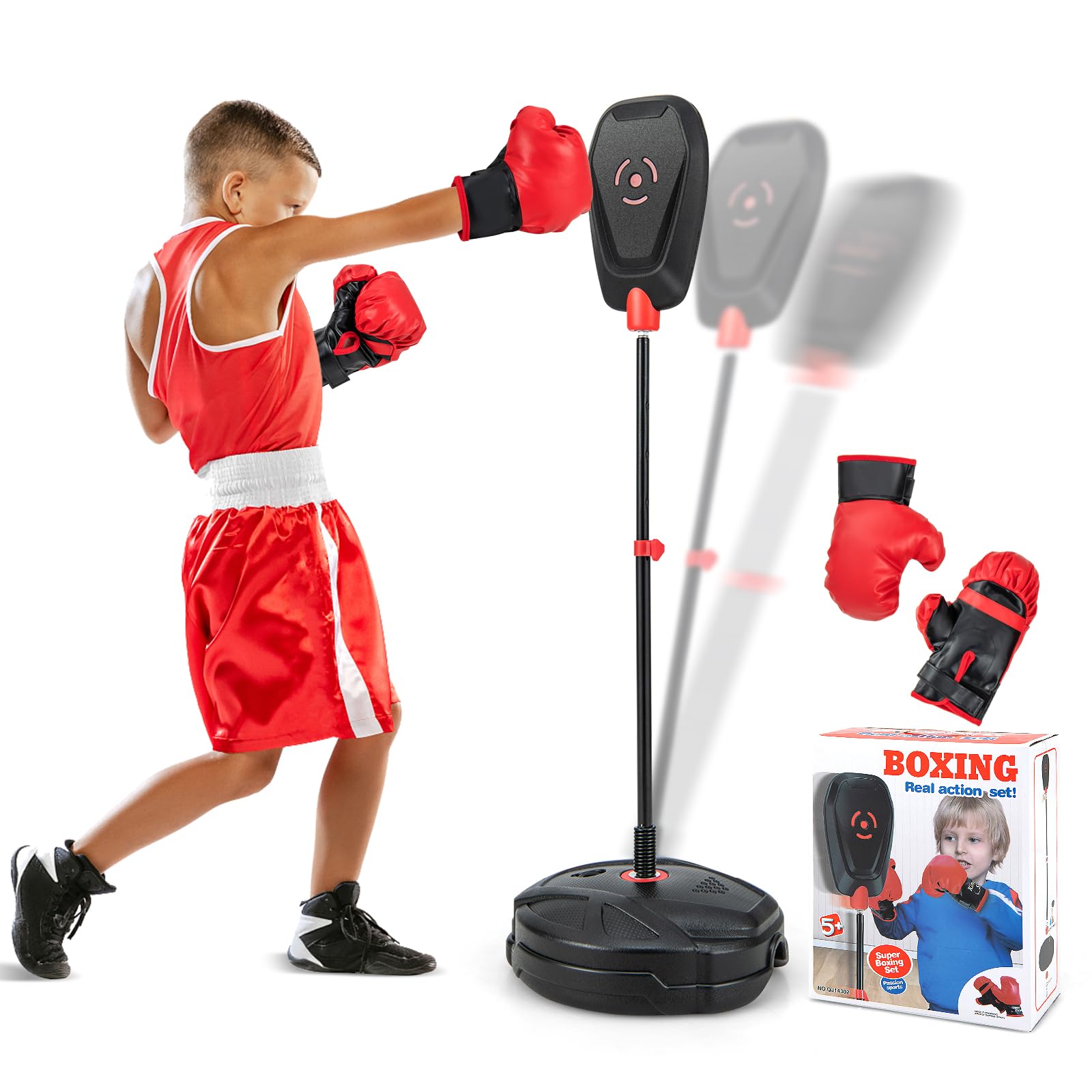 Goplus Inflation-Free Punching Bag, Boxing Bag Set with Boxing Gloves ...