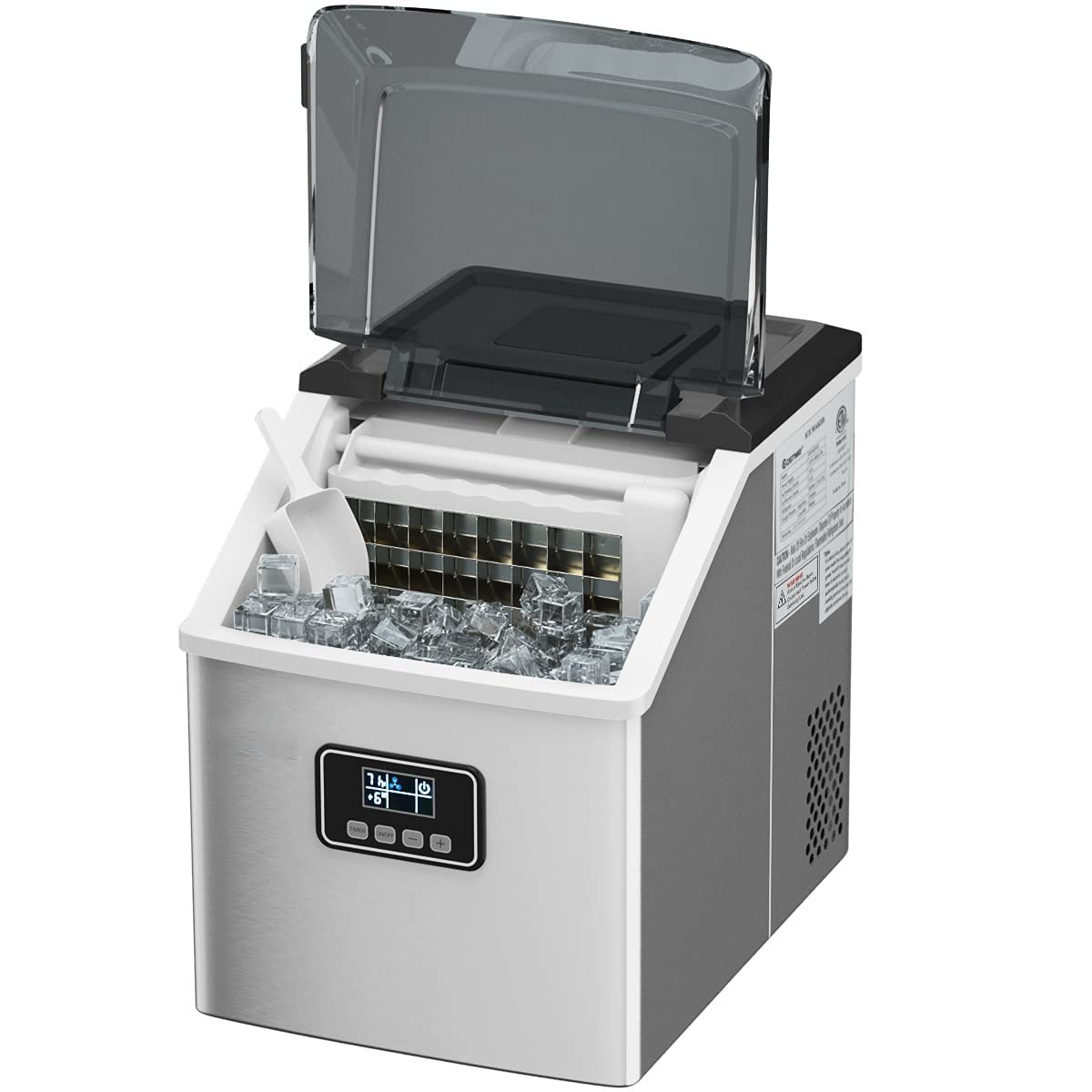 Countertop Ice Maker Machine, Stainless Steel, 48LBS/24H, Self-Clean F ...
