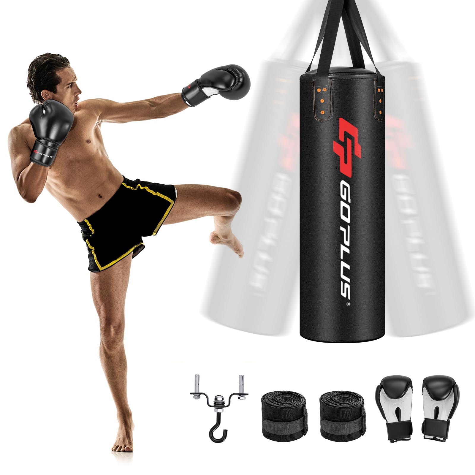 Goplus Punching Bag, Unfilled Heavy Boxing Bag Set with 12OZ Gloves, W ...