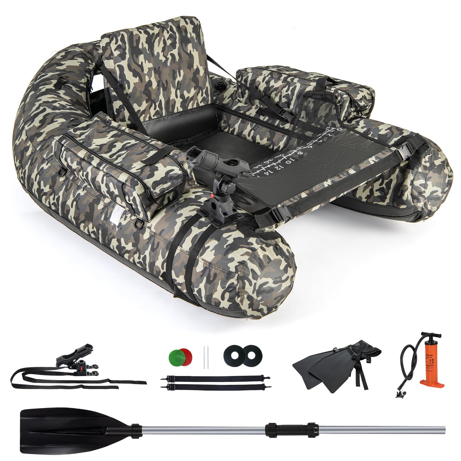 Goplus Inflatable Float Tube, Fishing Belly Boat with Fish Ruler, Pump ...