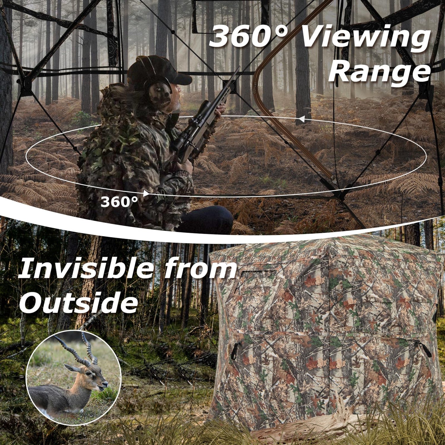 Goplus 360 Degree See-Through Hunting Blind w/Full-Open Door, Carrying ...