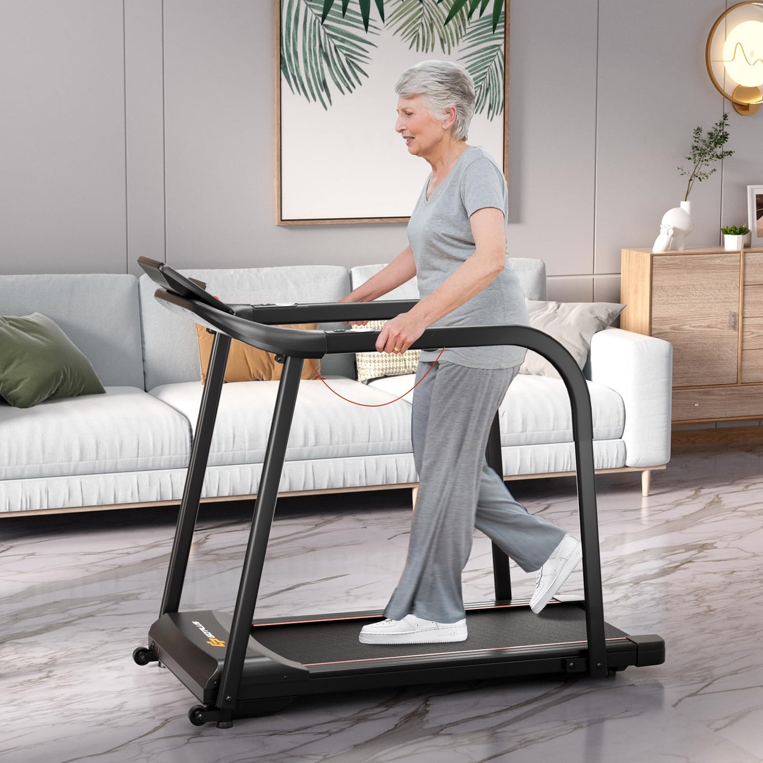 Goplus Walking Treadmill for Senior with Long Handrail, 300 lbs Capaci ...