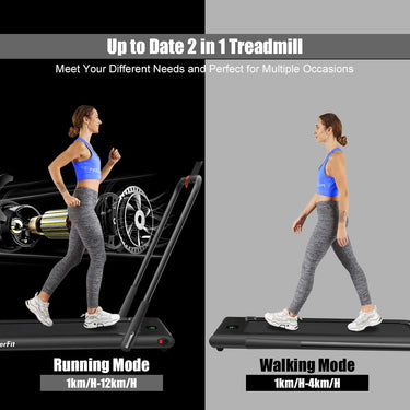 2 in 1 Folding Treadmill, 2.25HP Under Desk Electric Superfit Treadmil ...
