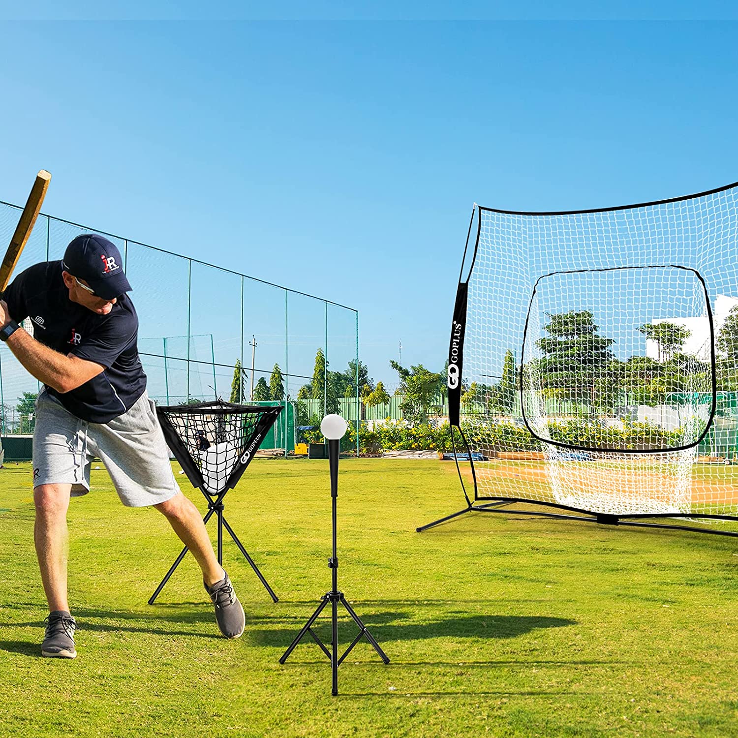 Baseball Softball Practice Combo, 8.5x7 Feet Training Net – GoplusUS
