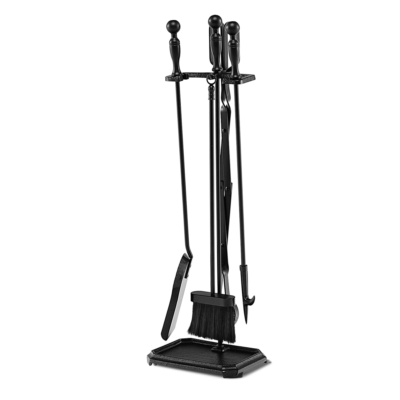 Goplus 5-Piece Fireplace Tools Set, Heavy Duty Steel Fireplace Tools w ...