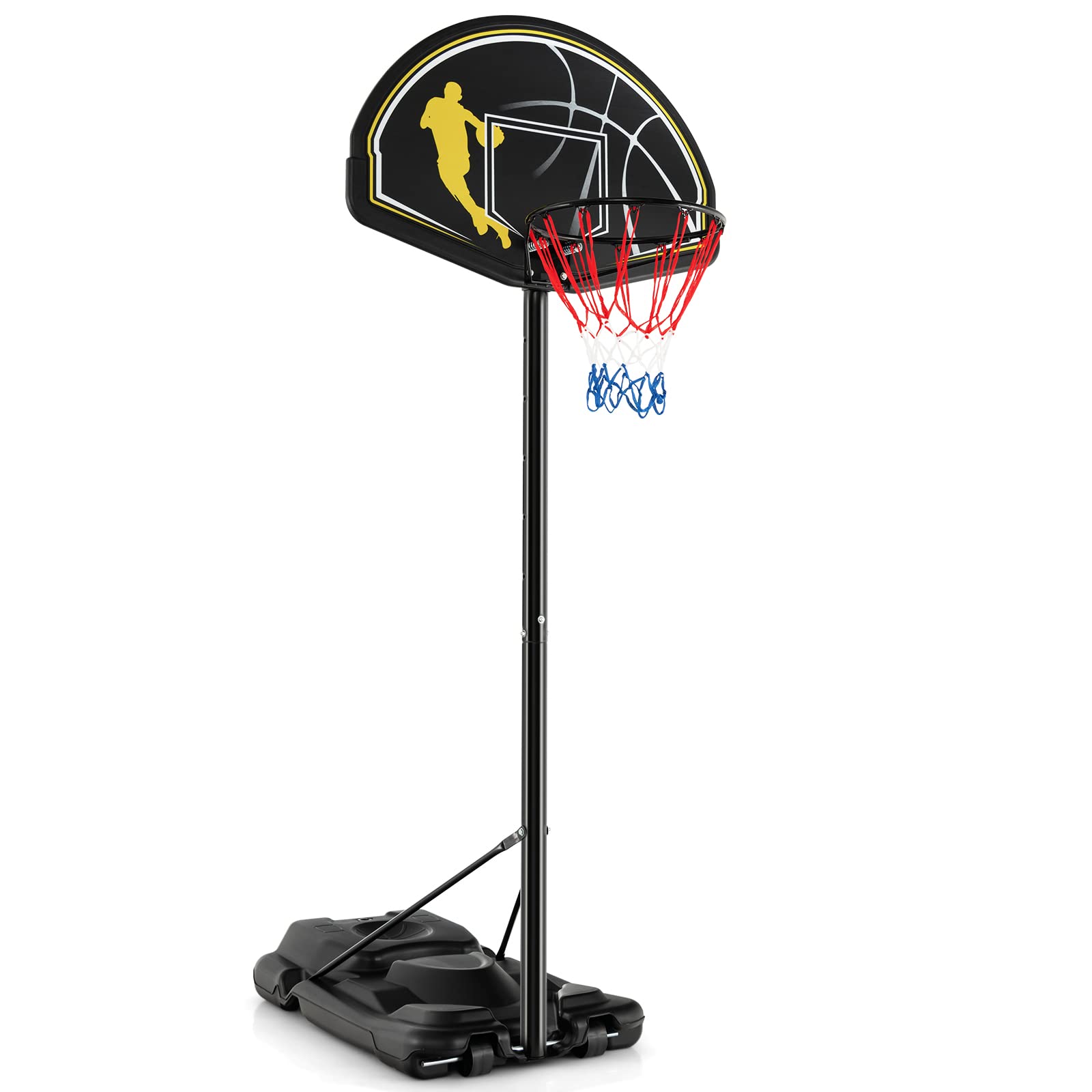 Goplus Portable Basketball Hoop Outdoor Indoor, 4.25-10FT 12-Level Adj ...
