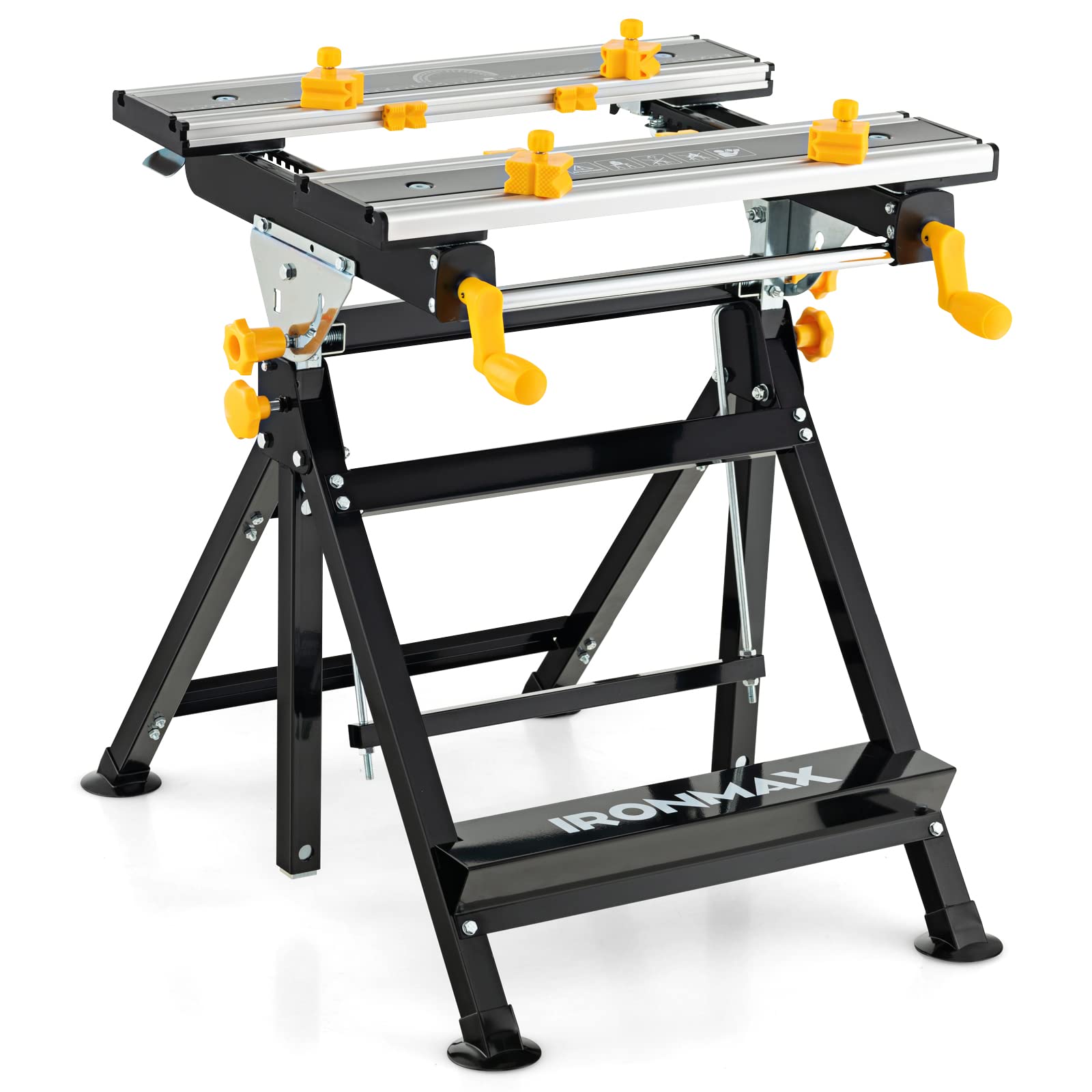 Goplus Portable Workbench, Folding Work Table w/Tiltable Platform, 7-L ...