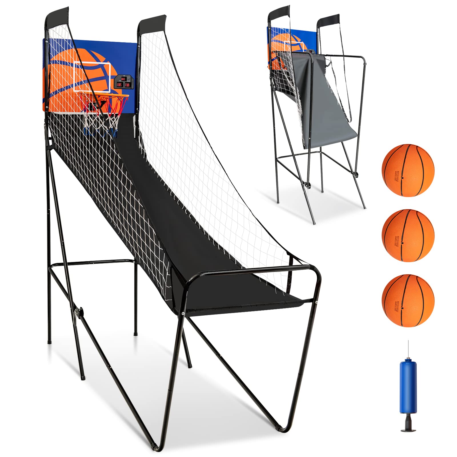 Goplus Foldable Indoor Basketball Arcade Game, Electronic Basketball S ...
