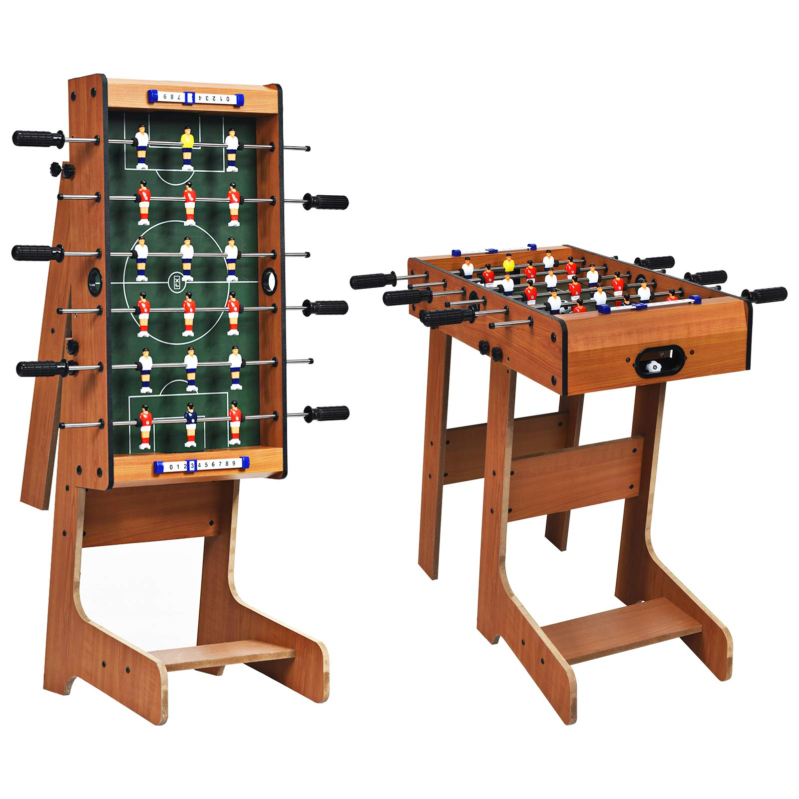 Goplus Foldable Foosball Table, 27'' Soccer Table Game w/ 2 Mini Footb ...