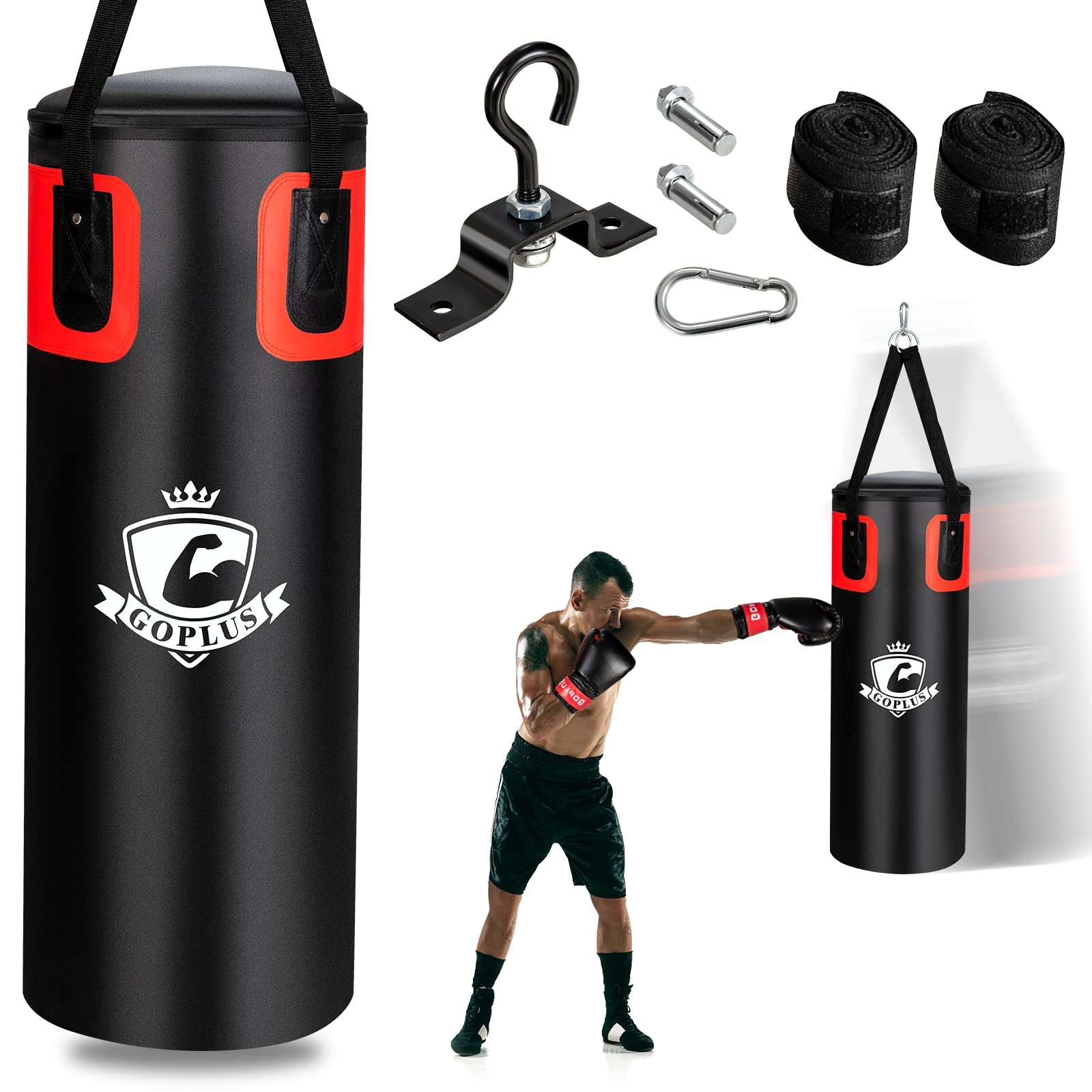 Goplus Punching Bag for Adults, 56 lbs Heavy Hanging Boxing Bag Set wi ...