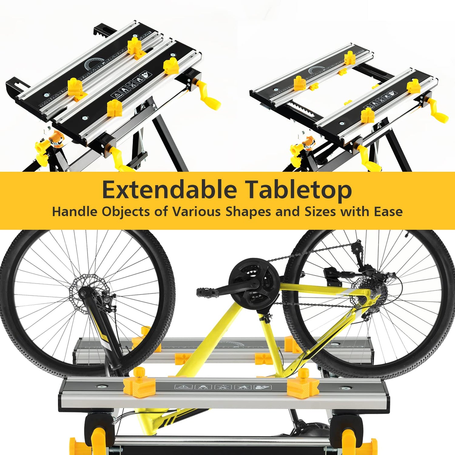 Goplus Portable Workbench, Folding Work Table w/Tiltable Platform, 7-L ...